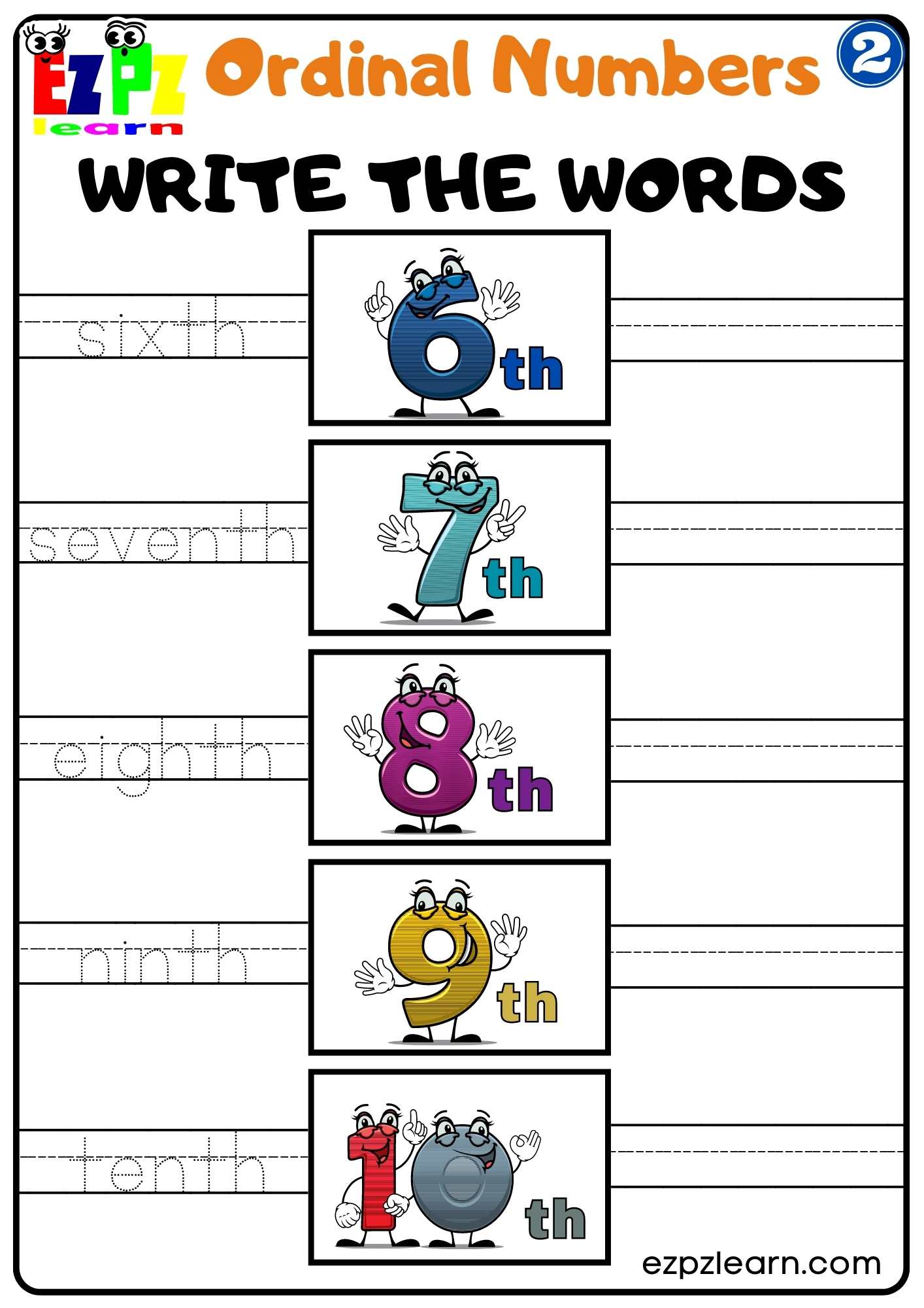 Group 2 Ordinal Numbers Write The Words Worksheet Ezpzlearn Group 2 Ordinal Numbers Write The Words Worksheet Ezpzlearn